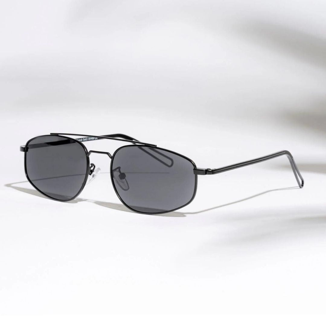 Leon Black Oval Sunglasses | Bold & Sleek | Shop Now